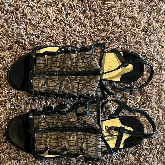 Christian Louboutin | Shoes | Christian Louboutin Black Ruffled Heels ...